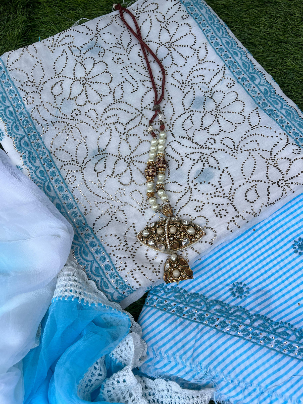 Timeless Threads Hand Embroidered Cotton Voile Set – Karigari Couture